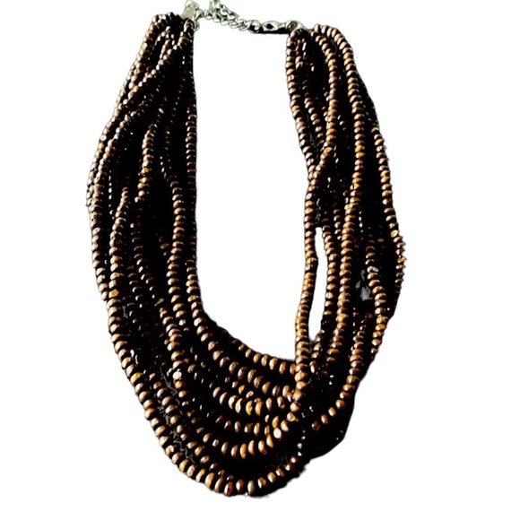 Jewelry | 8 Strand Tiny Deep Brown Beaded Necklace | Poshmark